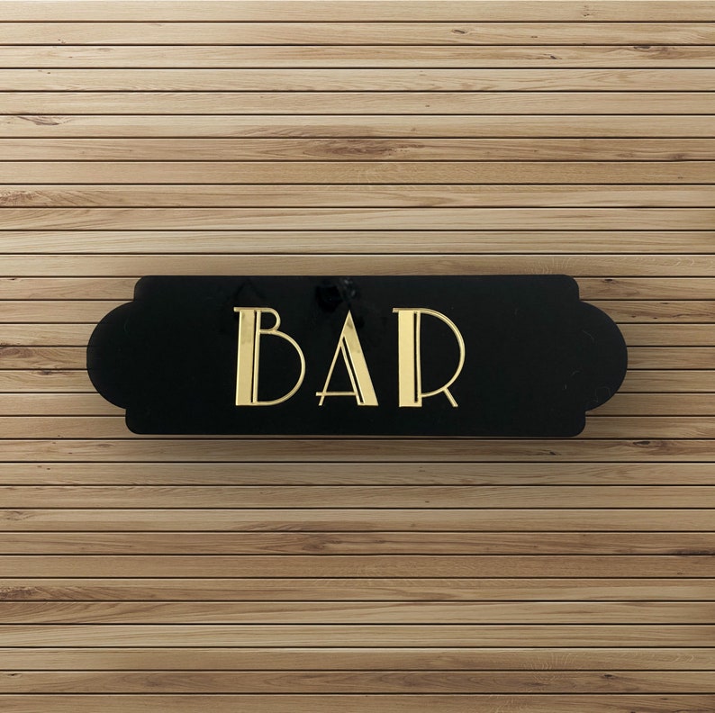Art Deco Style Acrylic BAR Sign Acrylic Sign Art Deco Decor - Etsy
