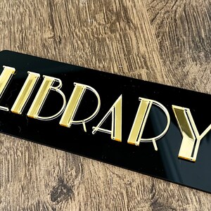 Art Deco Acrylic Library Door Sign Library Decor Gold - Etsy