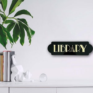 Art Deco Acrylic Library Door Sign Library Decor Gold - Etsy