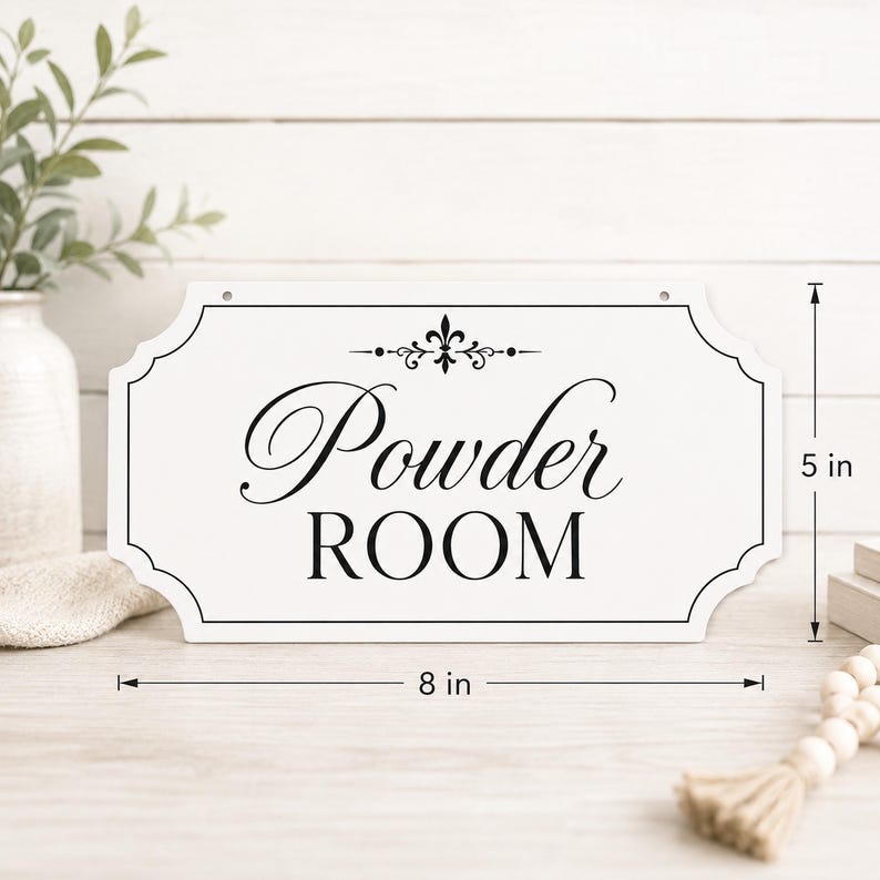 Bathroom Signage Aluminum Wall Art, Minimalist Text Powder Room Decor ...