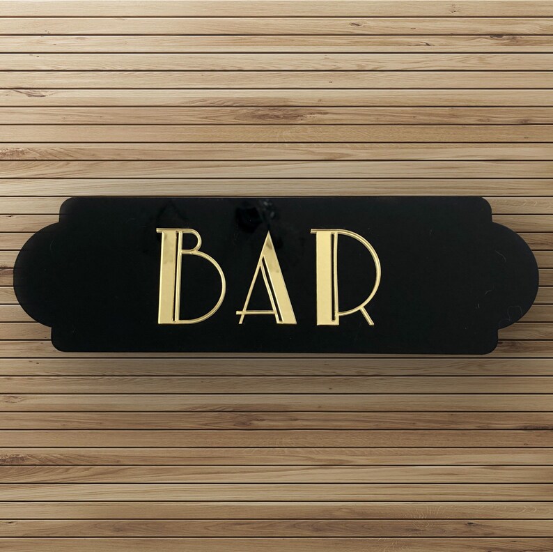 Art Deco Style Acrylic BAR Sign Acrylic Sign Art Deco Decor - Etsy