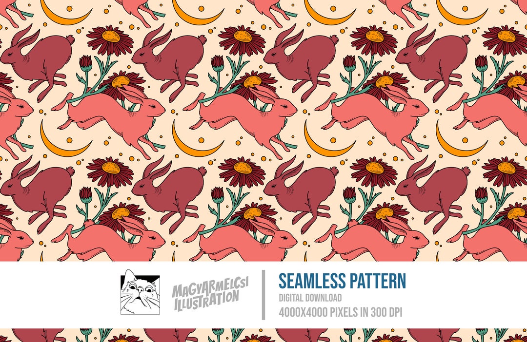 Celestial Rabbit Seamless Pattern Digital Download Digital Paper ...