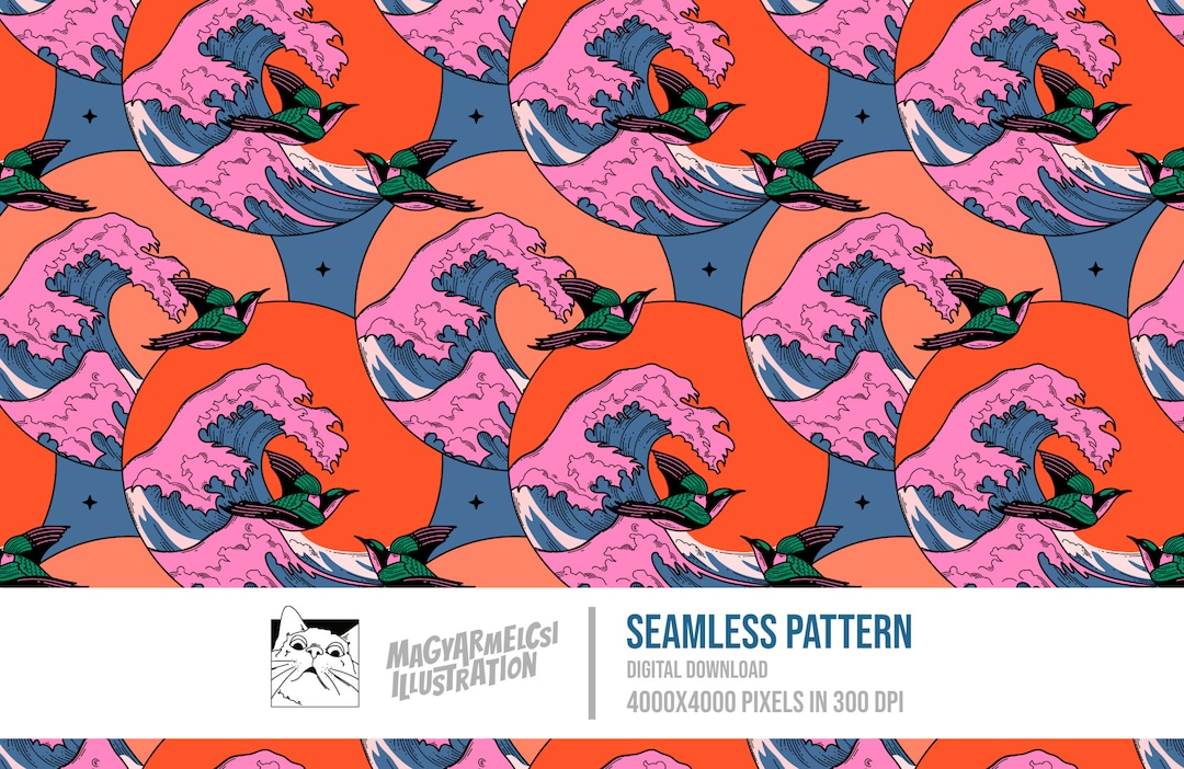 Japanese Wave Seamless Pattern - Digital Download - Digital Paper ...