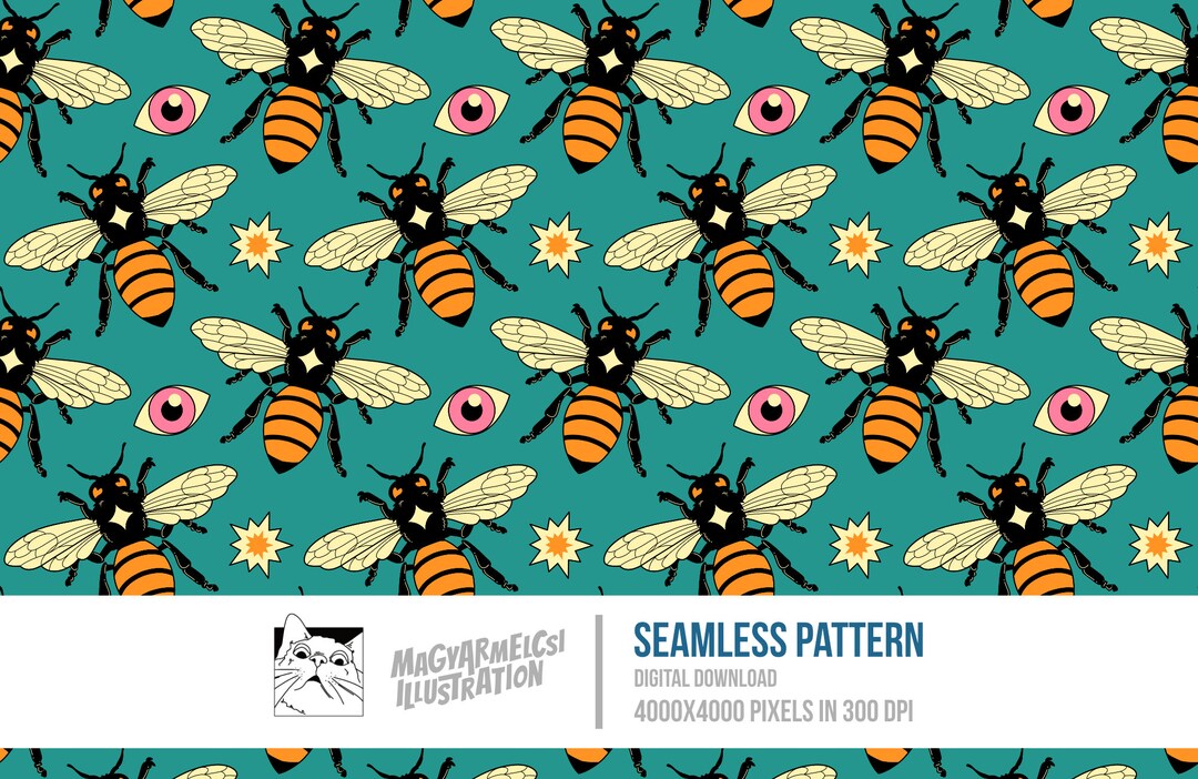 Lovely Bees Seamless Pattern - Digital Download - Digital Paper ...