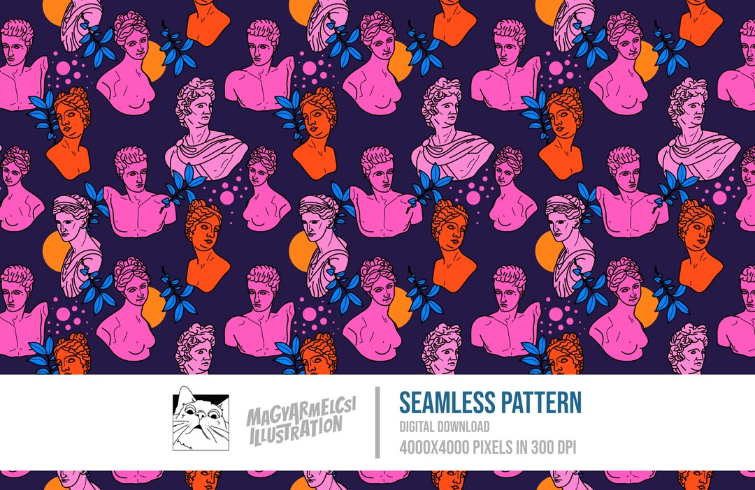Greek Busts Seamless Pattern - Digital Download - Digital Paper ...