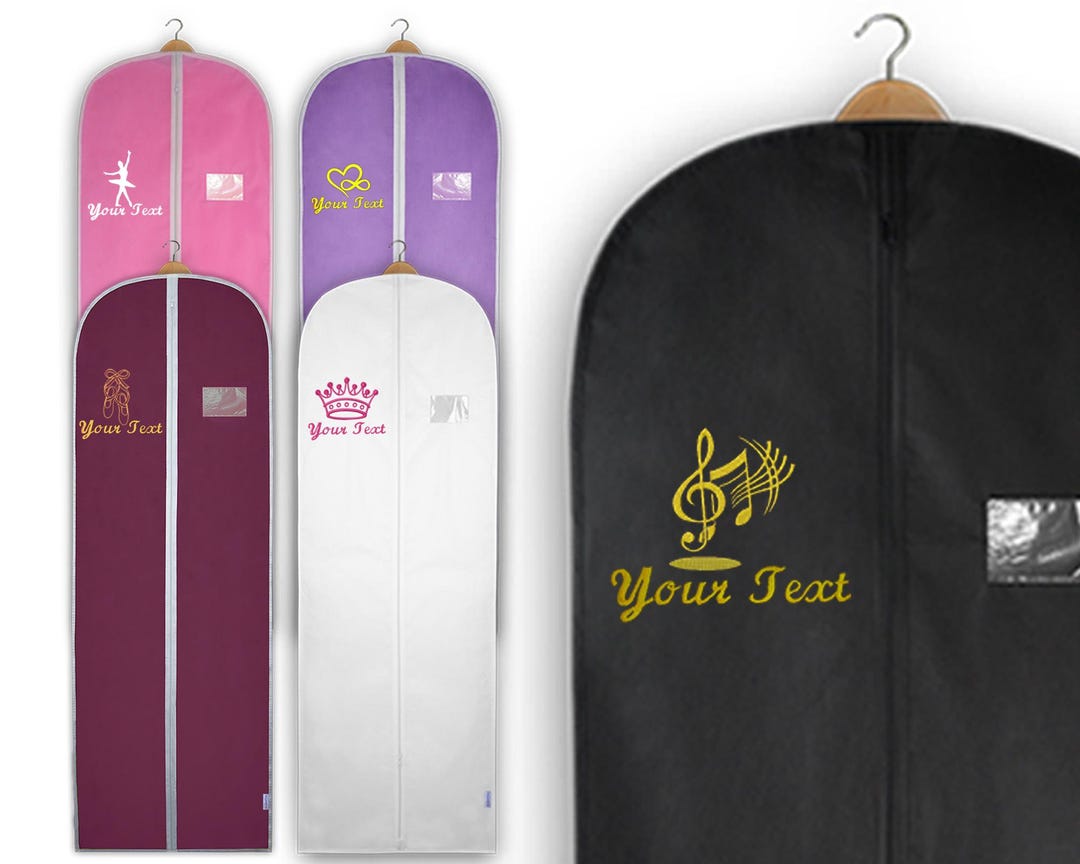 Personalised Embroidered Garment Bag, Monogram Suit Bag Dress Carrier ...