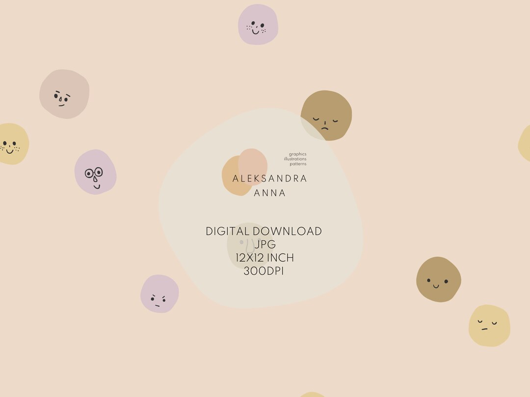 Faces Smile Feelings Repeat Pattern, Muted Colors, Seamless File ...