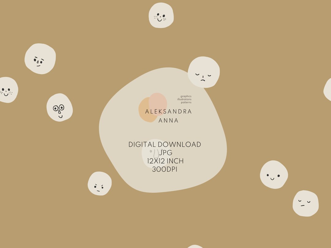 Faces Smile Feelings Repeat Pattern, Muted Colors, Seamless File ...
