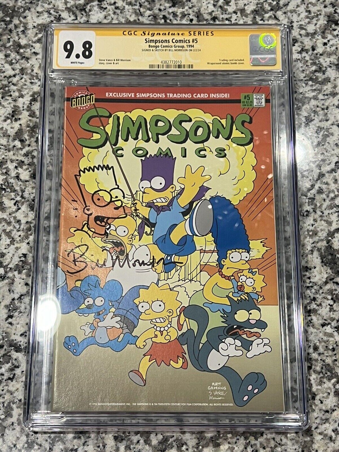 Simpsons Comics #5 CGC SS 9.8 POP 1 Signed Sketched Bill Morrison Bart ...