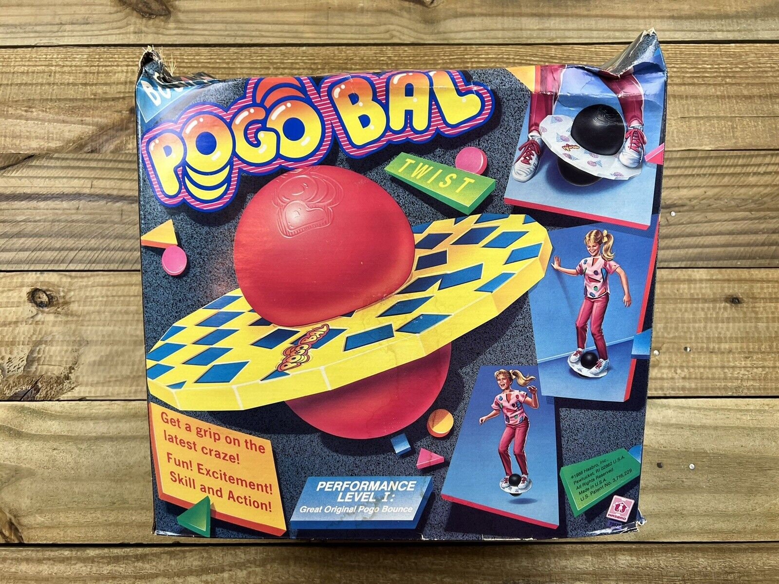 VTG NOS 1986 Hasbro Pogo Bal Level 1 Neon Pink White Checkerboard ...