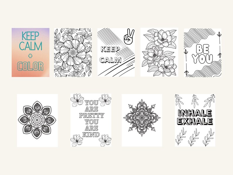 Keep Calm + Color Pages Digital Download Printable - Etsy