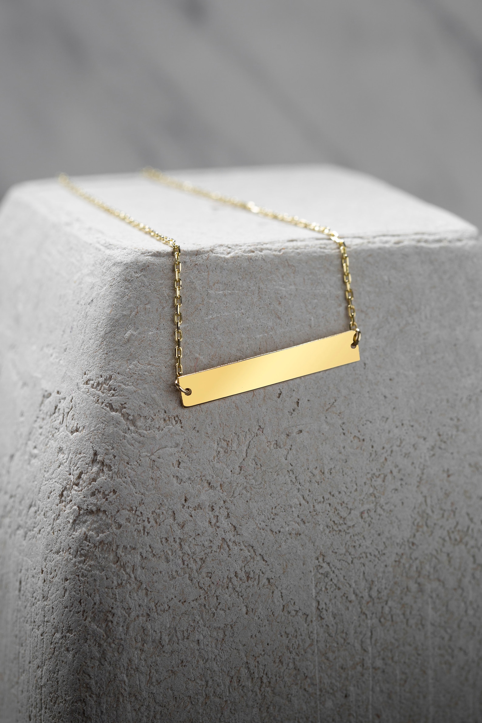 14K Solid Gold Bar Bracelet, Gold Bar Bracelet, Personalized Bar ...