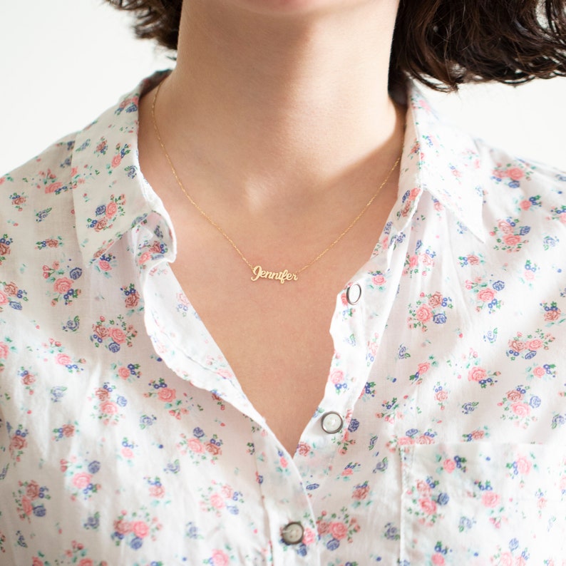 14K Gold Name Plate Necklace Name Necklace Personalized Name - Etsy