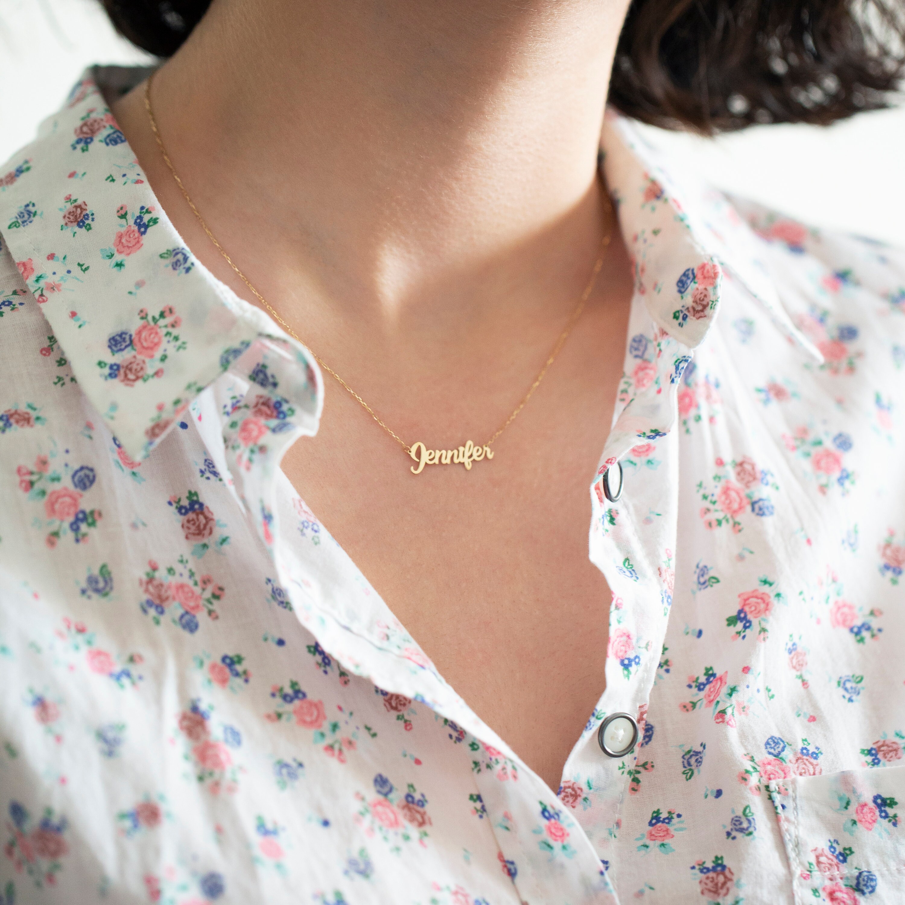 14K Gold Name Necklace Name Plate Necklace Personalized Name | Etsy