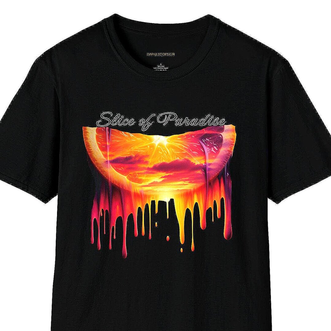 Orange Fruit Sunset Drip Shirt, Slice of Paradise Shirt, Edgy Dripping ...