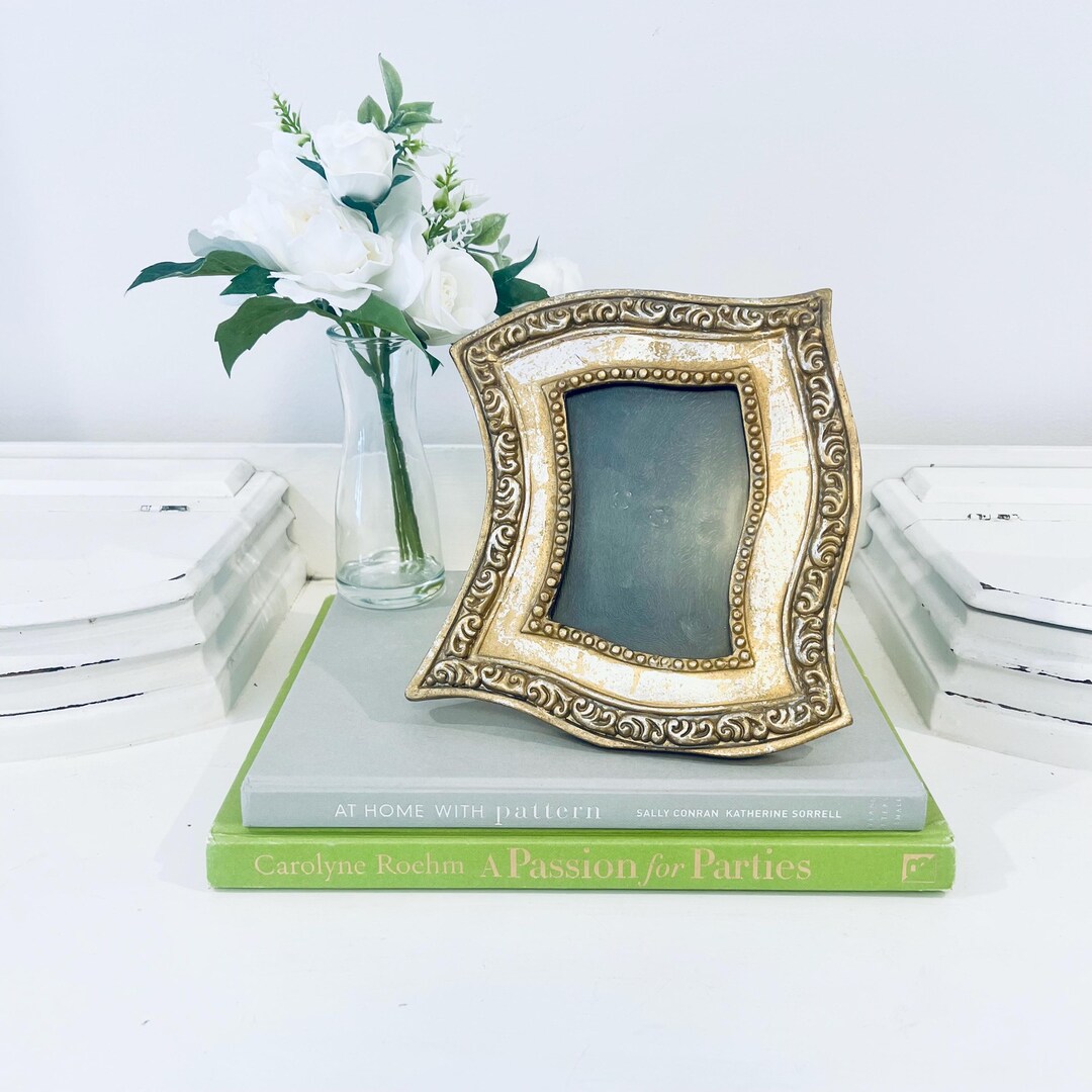 Vintage Irregular Shaped Picture Frame Gold Ornate 5x3.5 Wood Hollywood ...