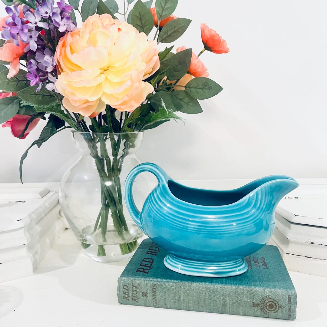 Vintage Turquoise Fiesta Ware Gravy Sauce Boat HLC Homer Laughlin Teal ...