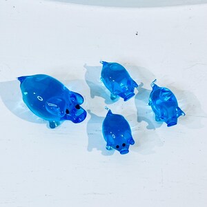 Murano Glass Pigs Hand Blown Miniature Blue Mama & 3 Piglets Vintage ...