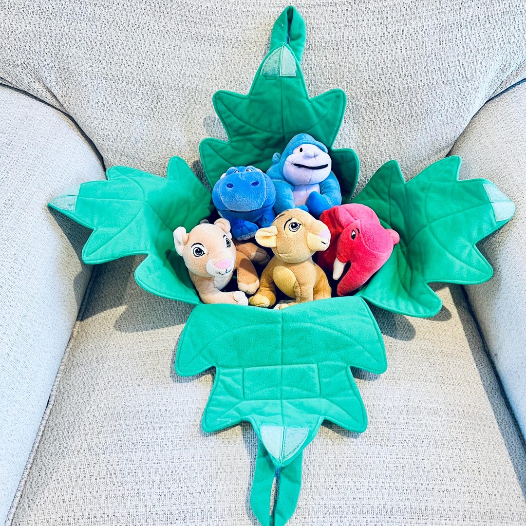 Vintage Disney Lion King Leaf Bag Carry Plush Play Set Simba Nala Hippo ...