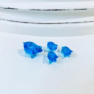 Murano Glass Pigs Hand Blown Miniature Blue Mama & 3 Piglets Vintage ...