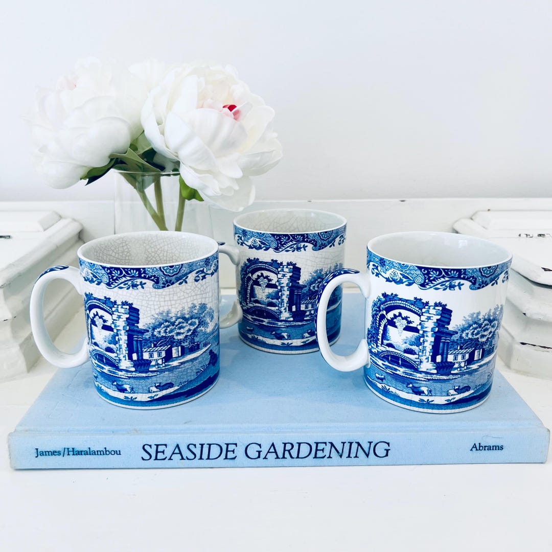 Set of 3 Vintage Spode Blue Italian Mugs C1816 Decorated Rims - Etsy