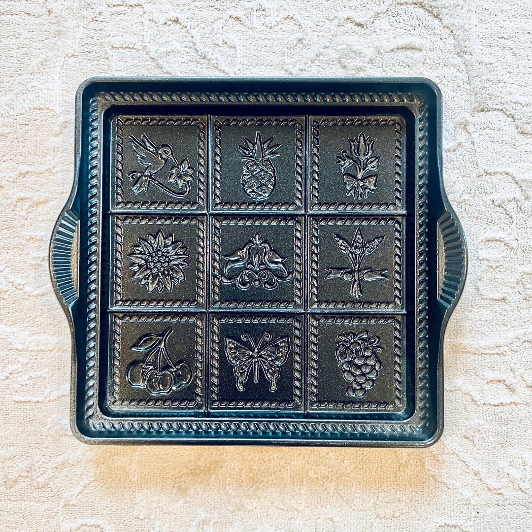 Nordic Ware English Shortbread Pan Flowers Birds Fruit Butterflies 9 ...