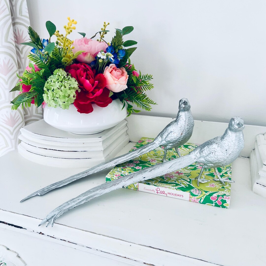 Vintage Jennings Brothers Silver Plate Table Pheasant Birds Sculptures ...
