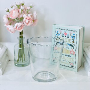 Vintage Glass Ice Bucket Serrated Ridges Scalloped Rim Edge 6 ...