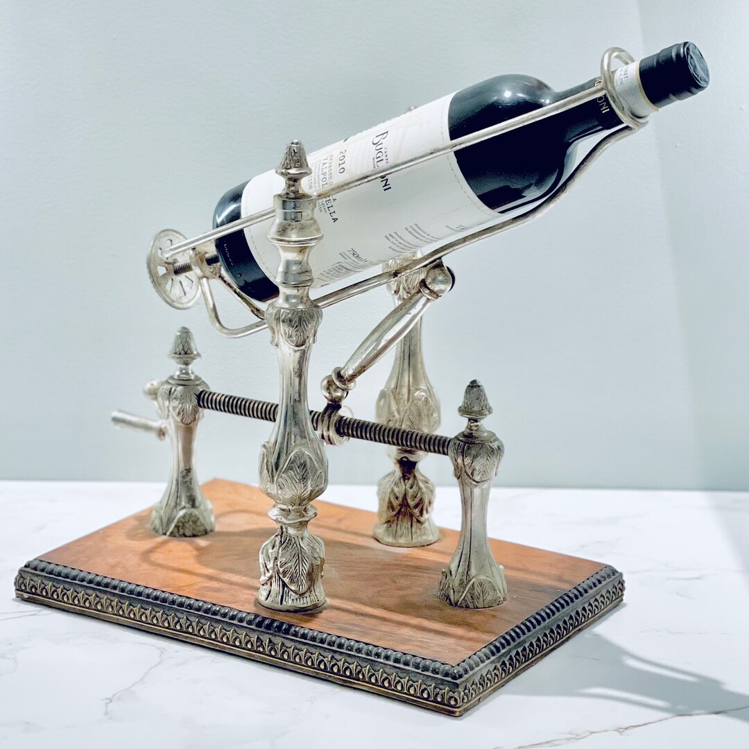 Antique Mechanical Silver Plate Wine Pouring Device French Decanter Bar ...