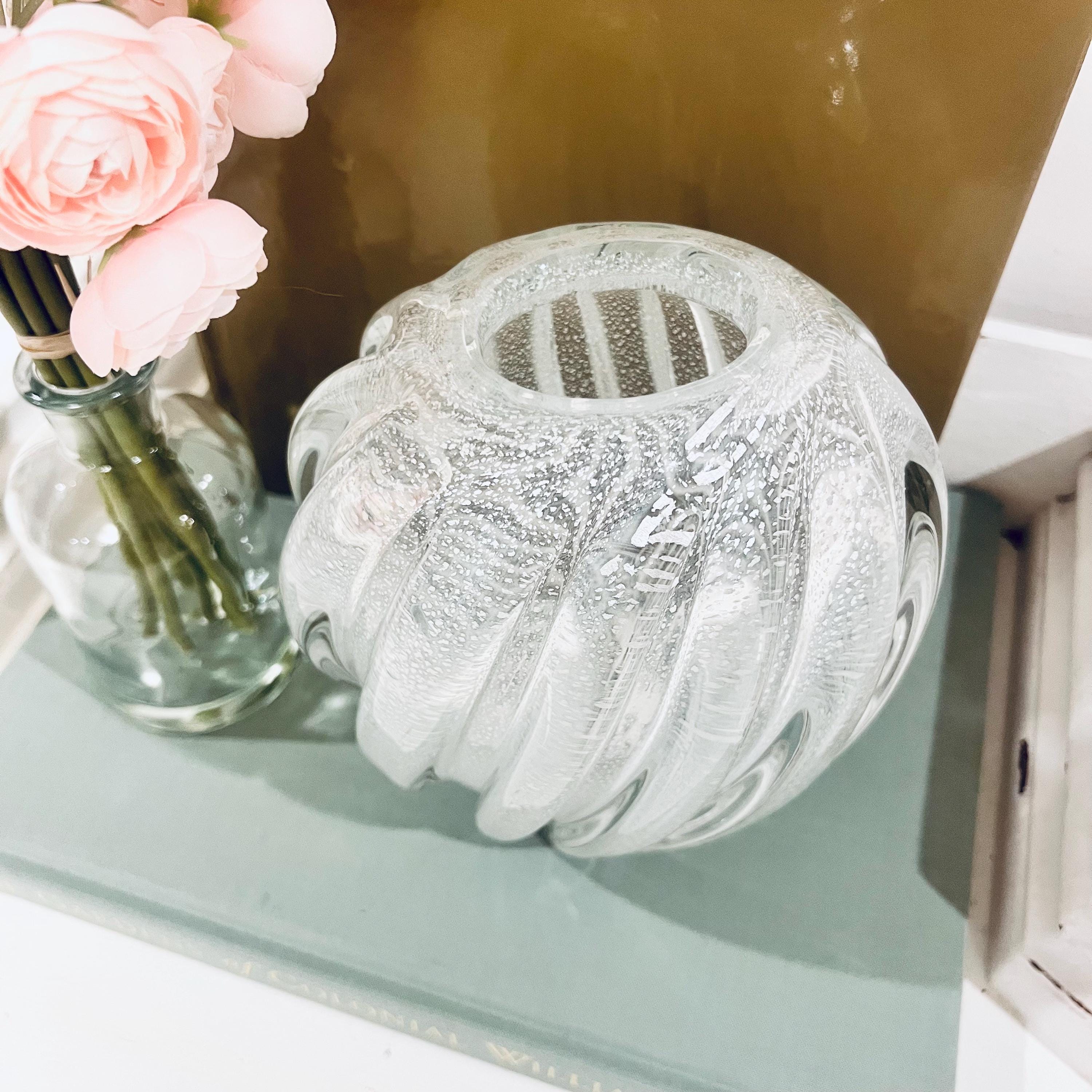 Vintage Murano Style Larry Laslo for Mikasa 7" Swirl Glass Vase Silver ...