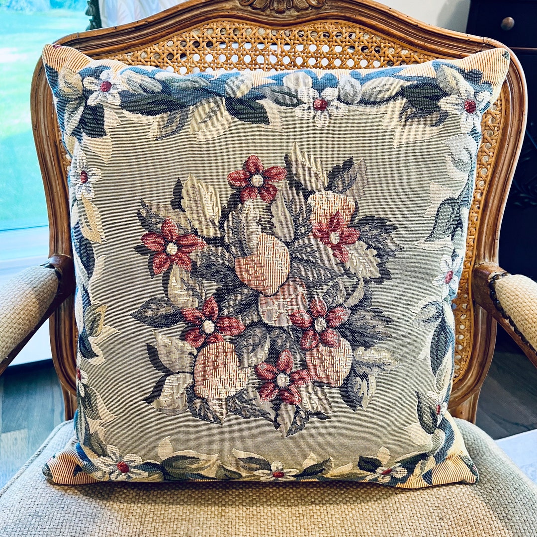 Vintage Jules Pansu Paris Fruit Tapestry Pillow French Country France ...