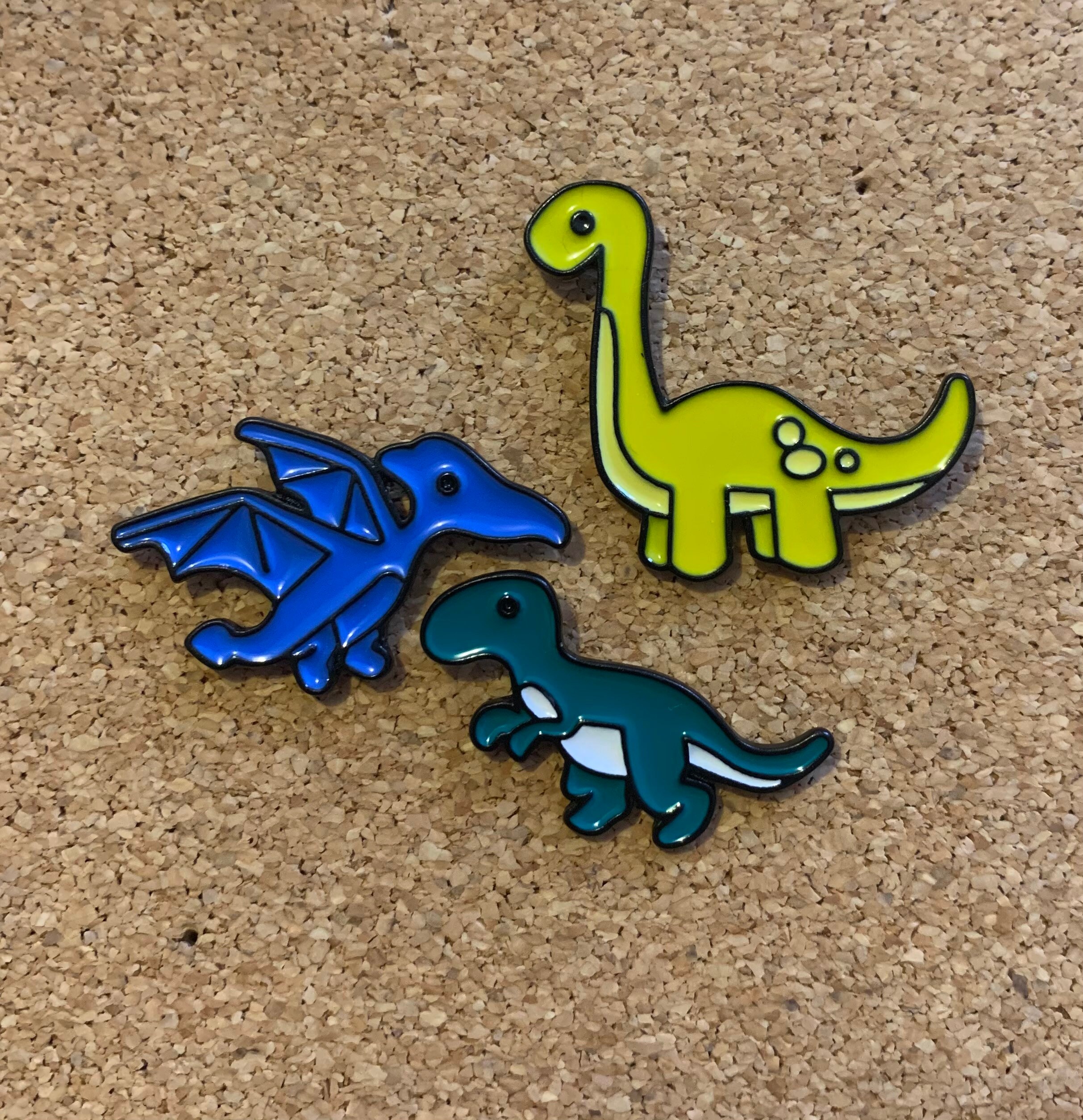 Dinosaur 3 Pk Enamel Pins | Etsy