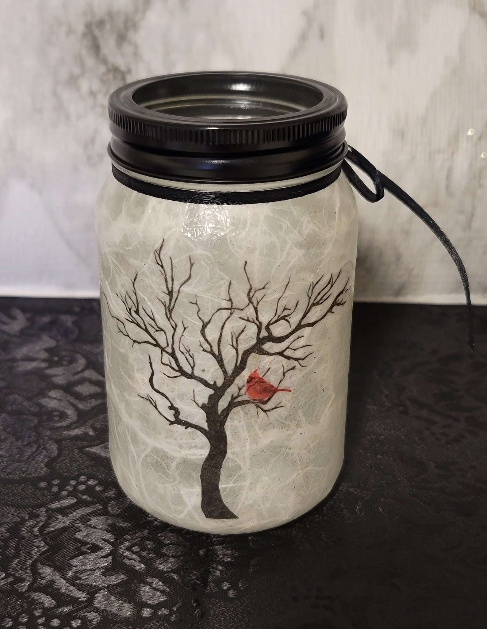Cardinal Lighted Vase Sparkle Cardinal Jar Light Cardinal - Etsy