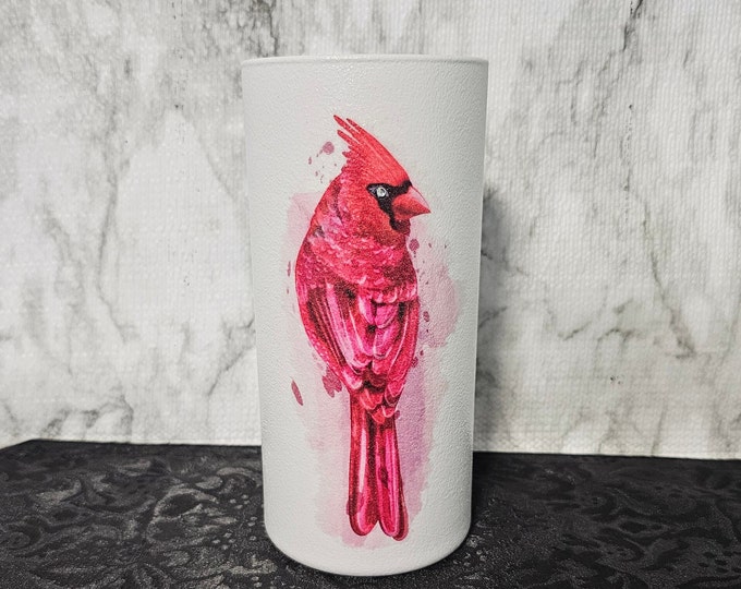 Red Cardinal Flower Vase, Cardinal Table Accent, Spattered Cardinal ...