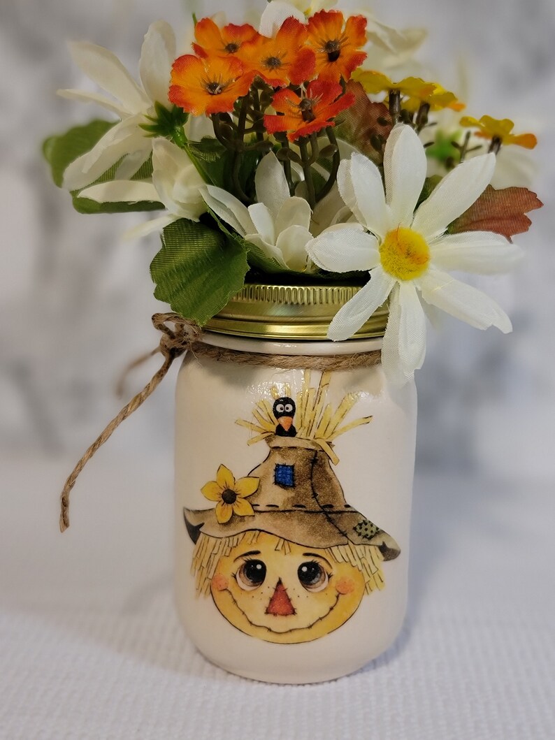 Buffalo Check Scarecrow Jar Glass Scarecrow Vase - Etsy