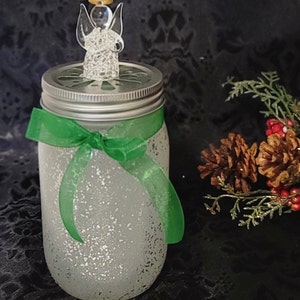 Glass Angel Jar Light, Christmas Angel Jar, Crystal Angel Topper, Angel ...