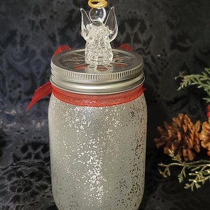 Glass Angel Jar Light, Christmas Angel Jar, Crystal Angel Topper, Angel ...
