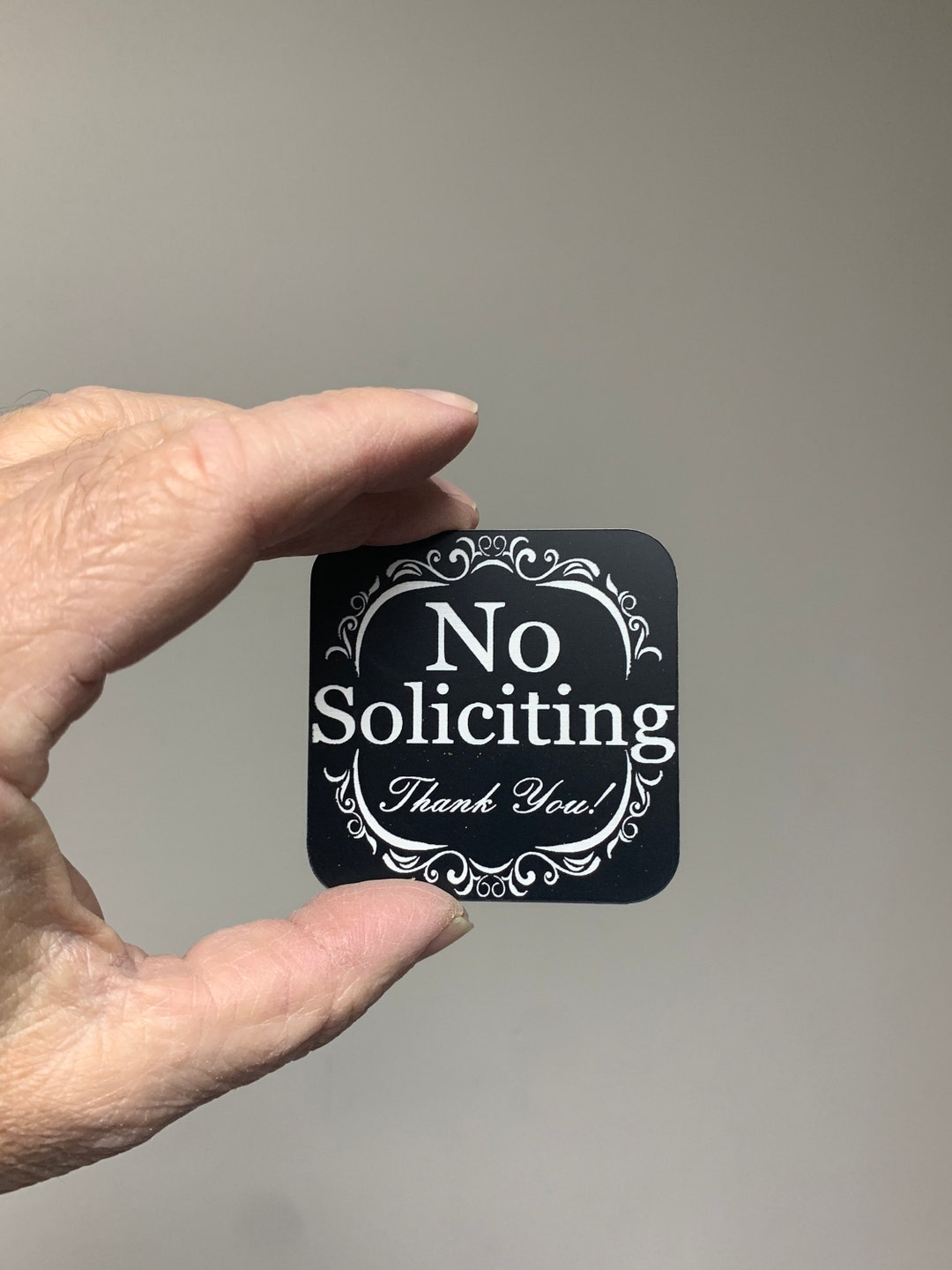 No Soliciting Sign: 2.5" UV Plastic Doorbell Sign - Etsy