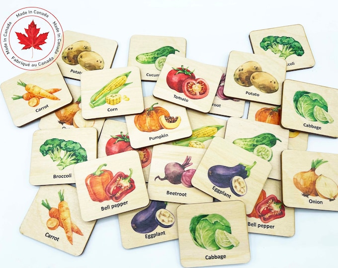 Montessori Wooden Vegetables Matching Cards/homeschool Kindergarten ...