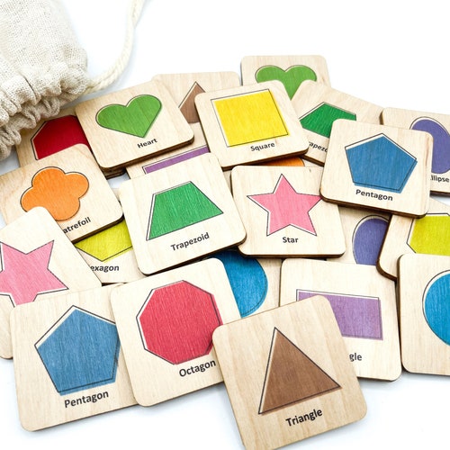 Montessori Wooden Geometric Shapes Matching Cards/ Homeschool - Etsy
