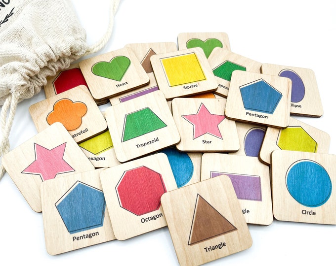 Montessori Wooden Geometric Shapes Matching Cards/ Homeschool ...