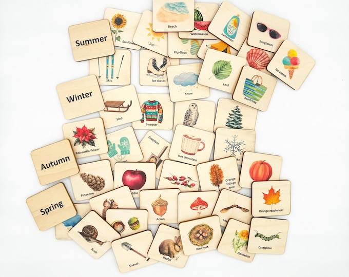Seasons Matching Game Printable: Montessori Circle Time Activity (PDF ...