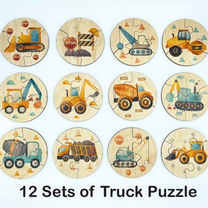 Montessori Wooden Truck Puzzle Toys/ Toddler Kids Learning Puzzle ...