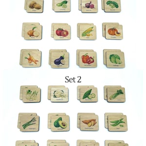Montessori Wooden Vegetables Matching Cards/homeschool Kindergarten ...