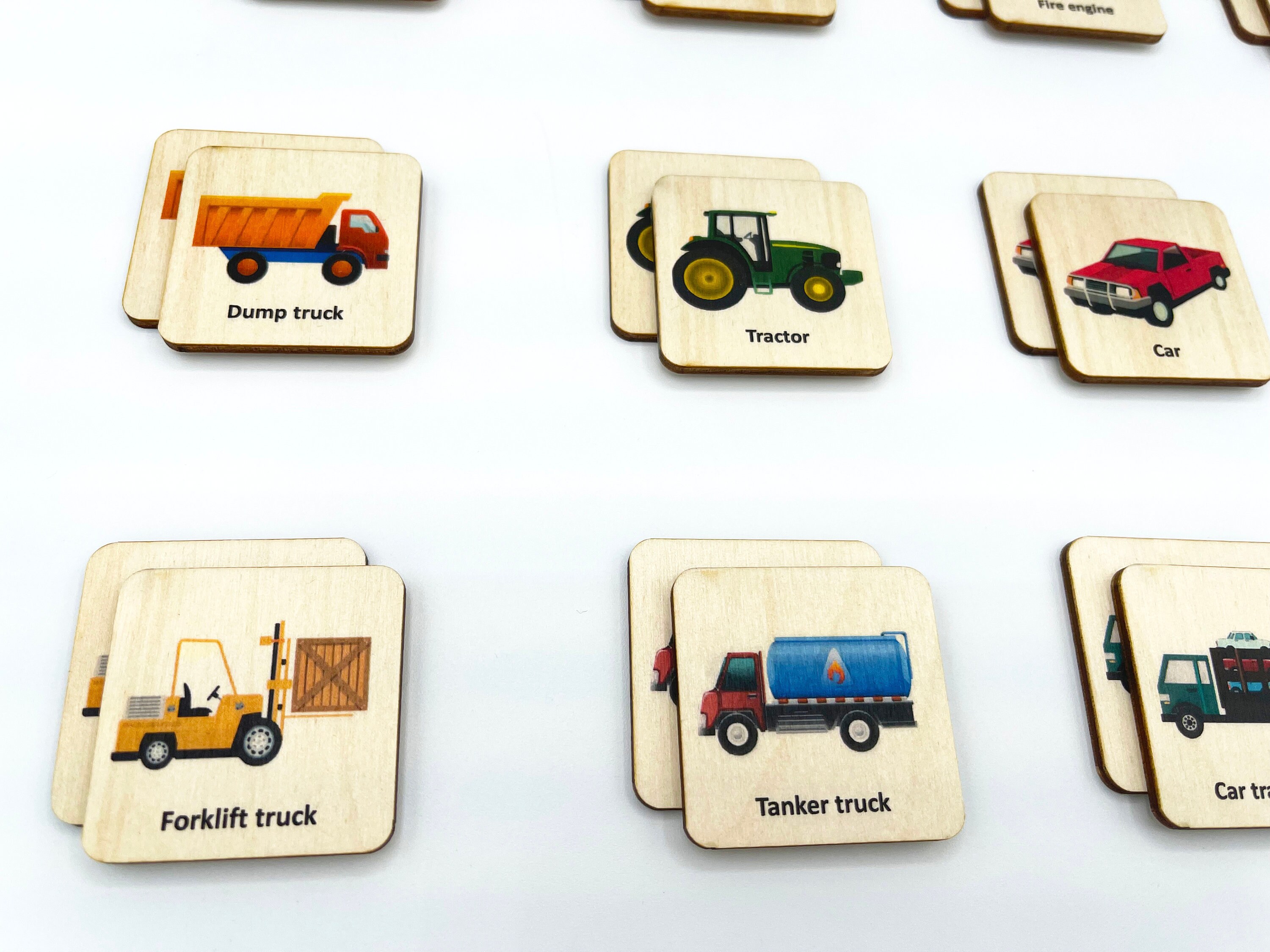 Wooden Car Truck Memory Game Montessori Toys Vehicles - Etsy
