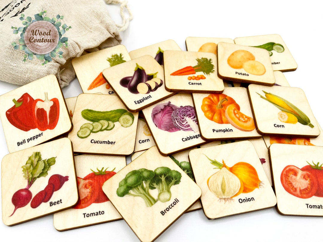 Montessori Wooden Vegetables Matching Cards/homeschool - Etsy