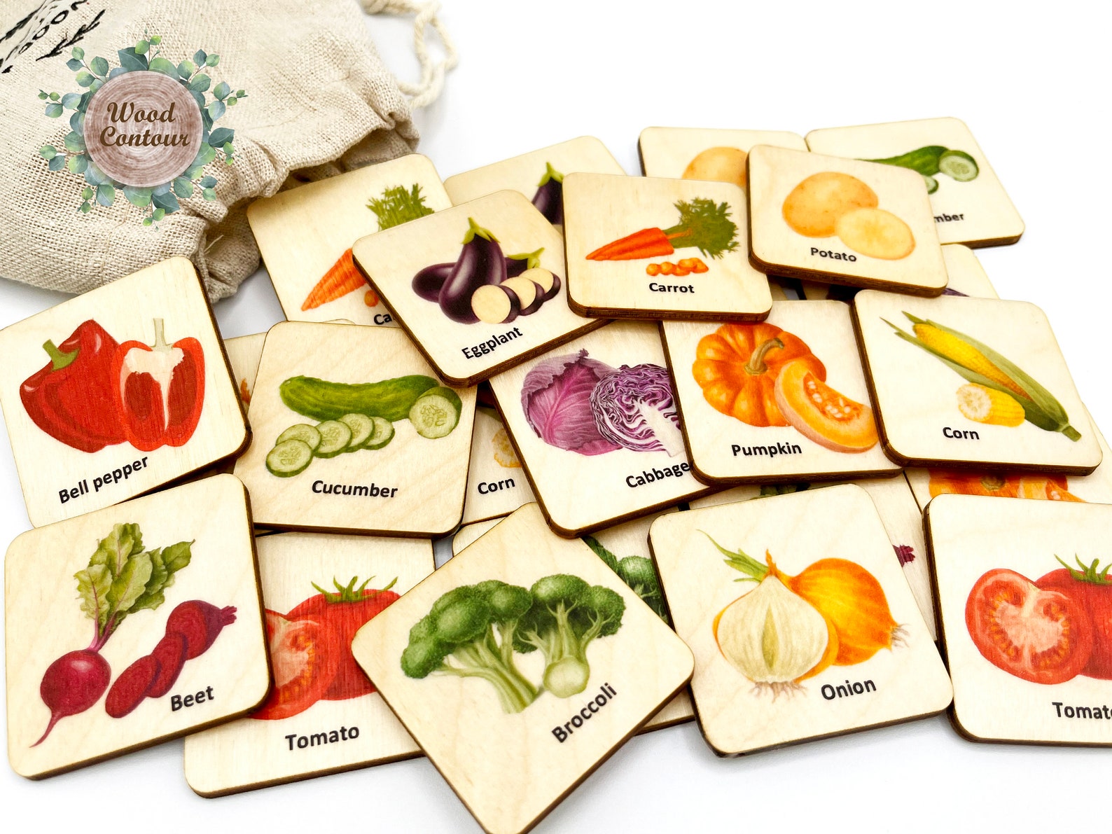Montessori Wooden Vegetables Matching Cards/homeschool - Etsy