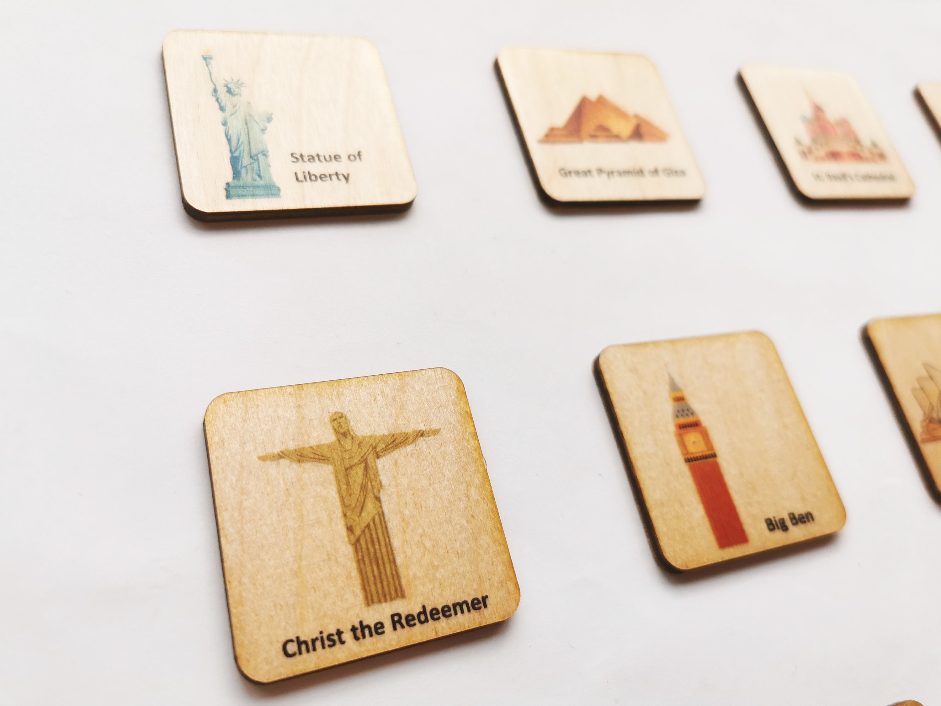 Wooden Montessori Landmarks of the World matching cards | Etsy