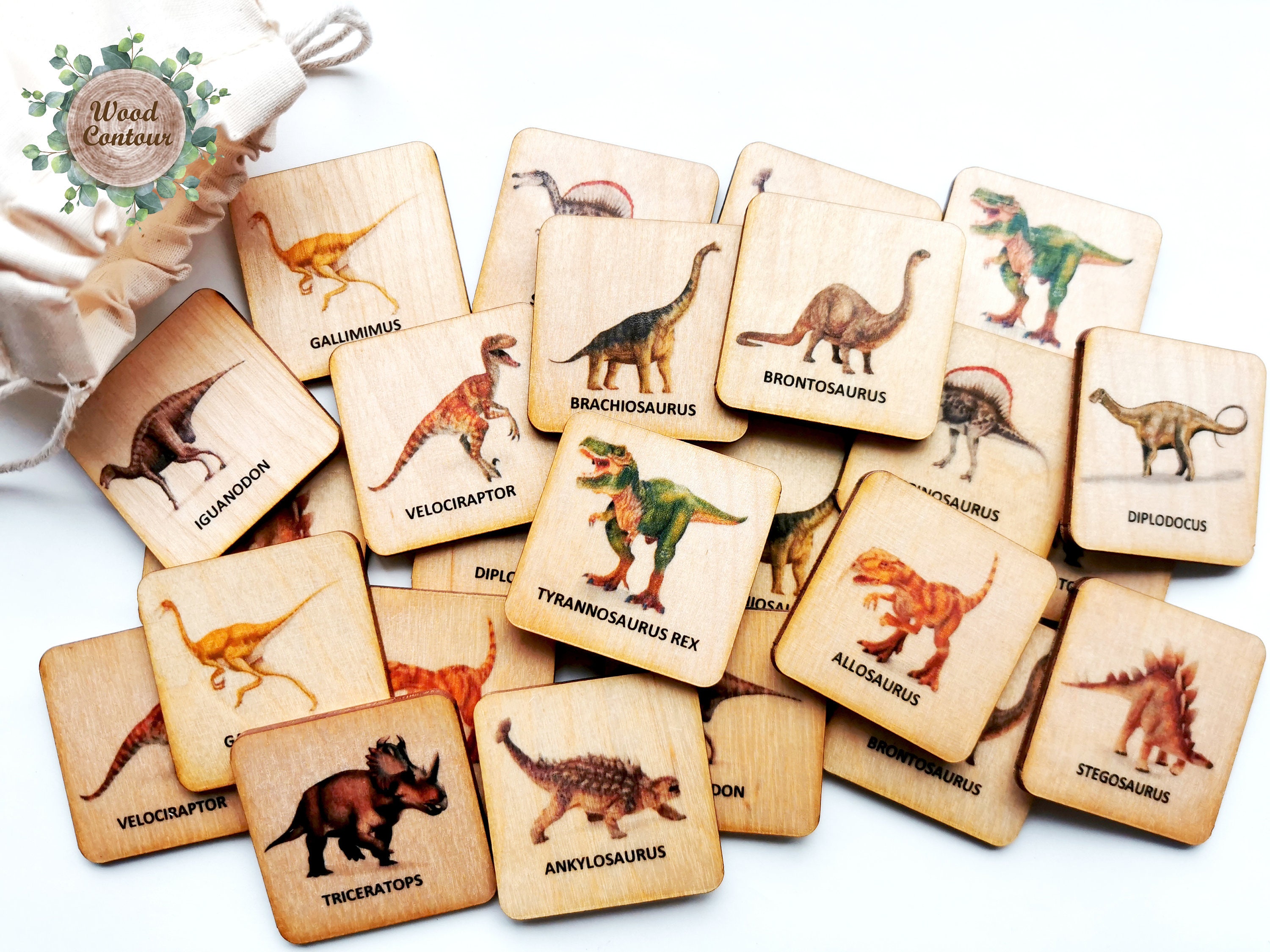 Wooden Dinosaurs Memory Game/ Montessori toy Matching Game For | Etsy
