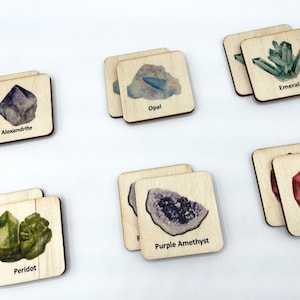 Wooden Rocks Minerals Gemstones Memory Game / Montessori Nature Study ...